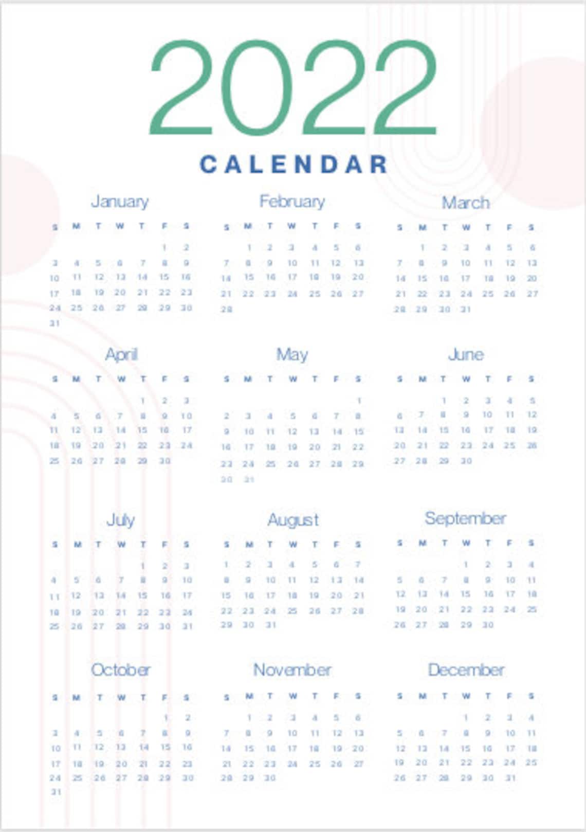 Minimalist 2022 Calendar - Part 2 - Etsy