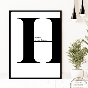 Letter H Printable Poster,motivational, Inspirational, Quote Wall Art ...
