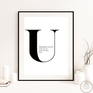 Letter U Printable Poster,motivational, Inspirational, Quote Wall Art ...