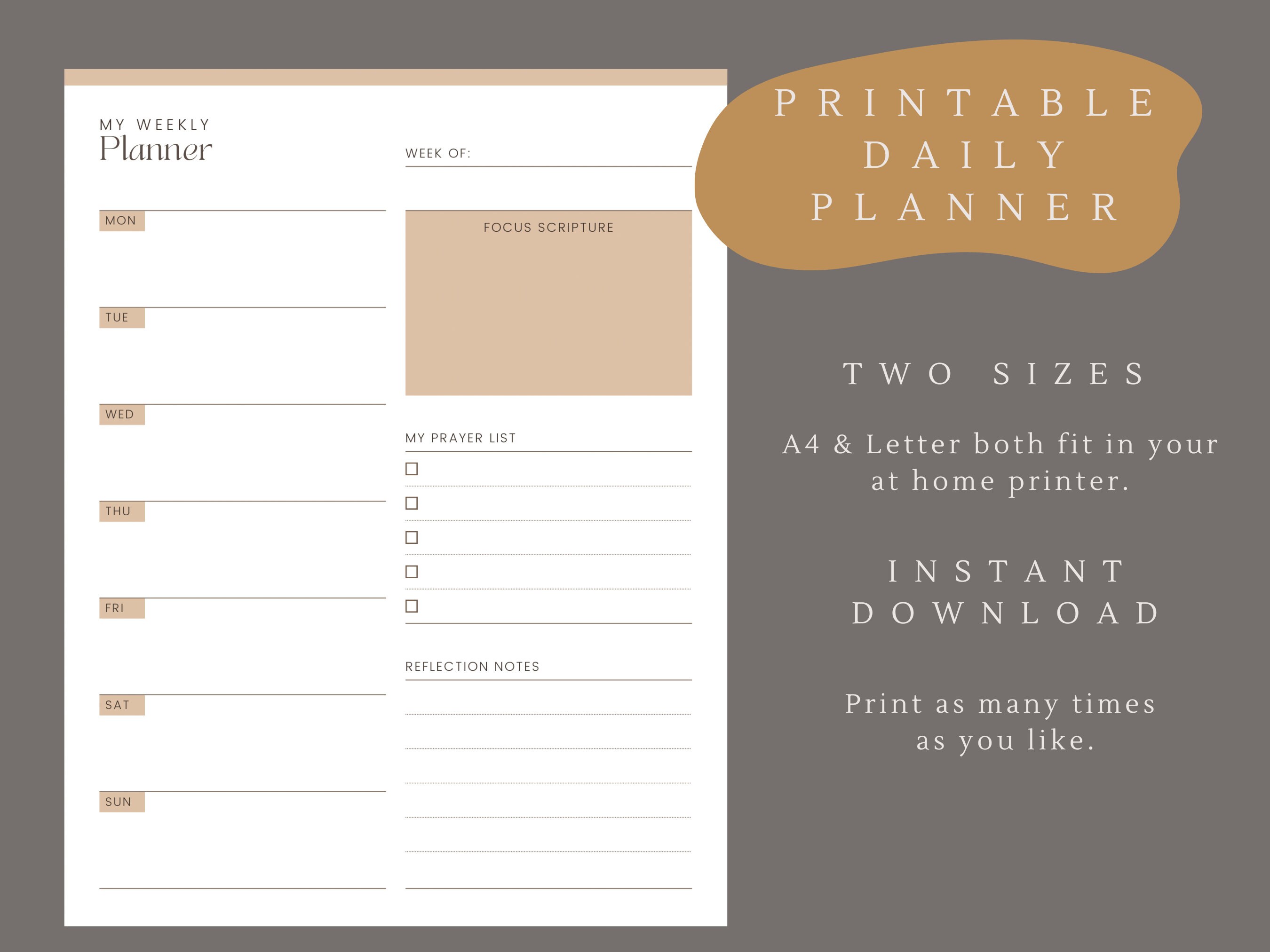 Christian Weekly Printable Planner Faith Planner PDF - Etsy