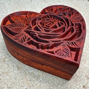Rose Centerpiece - Exotic Wood Heart Shaped Box - Etsy