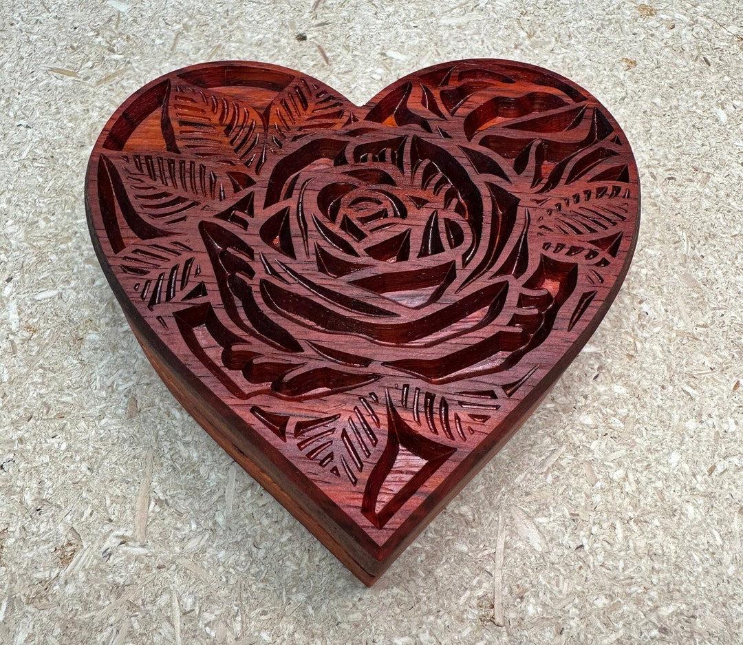 Rose Centerpiece - Exotic Wood Heart Shaped Box - Etsy