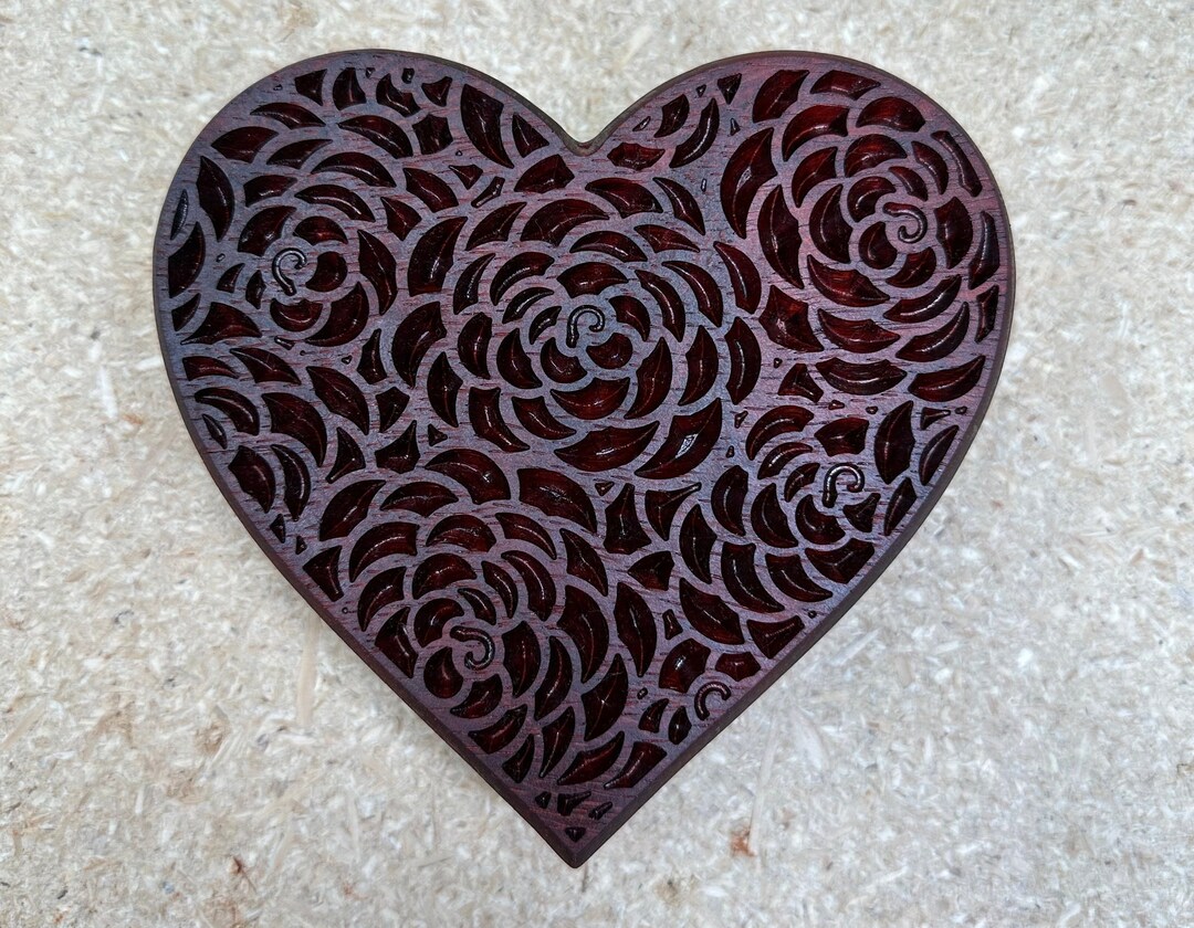 Flower Heart 9 - Exotic Wood Heart Shaped Box - Etsy