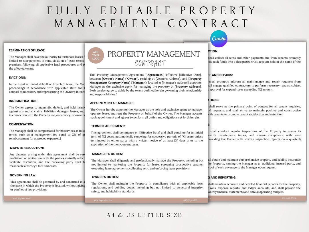 Editable Property Management Contract Template Real Estate Property ...