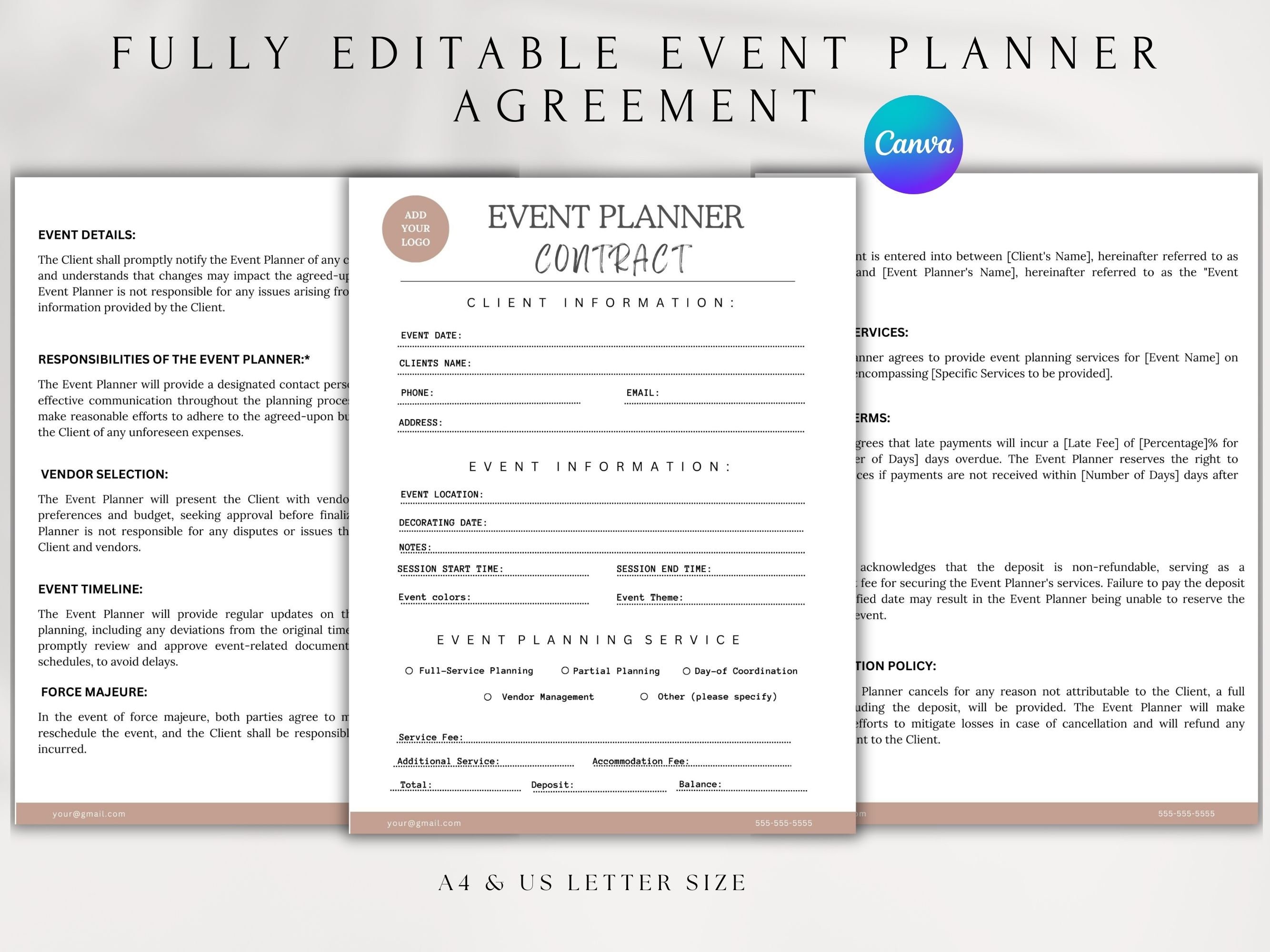 Event Planner Contract Template Wedding Planning Contract Event Planner ...