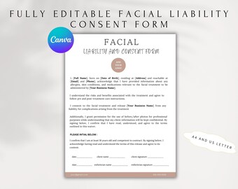 Facial Client Liability and Consent Form Facial Treatment Form Facial ...