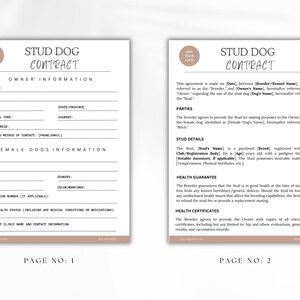 Stud Dog Contract Template, Breeding Services for Stud Dog Agreement ...
