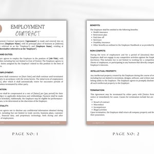 Professional Employment Contract Bundle, Employment Agreement Template ...
