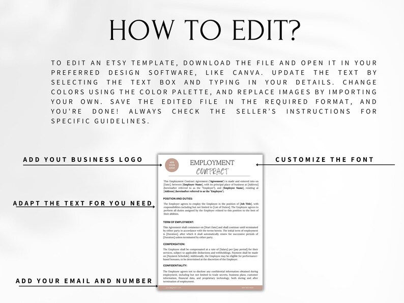 Professional Employment Contract Bundle, Employment Agreement Template ...