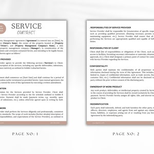 Services Contract Agreement Template Service Contract Template Scope of ...