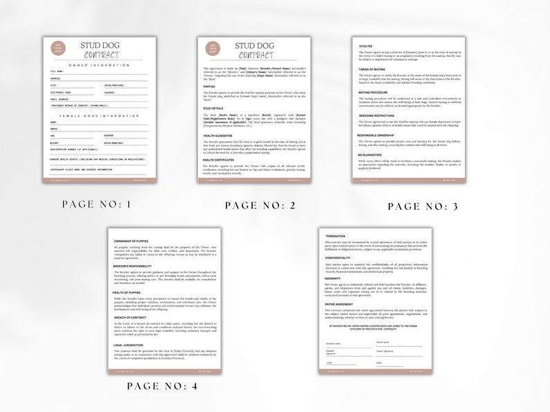 Stud Dog Contract Template, Breeding Services for Stud Dog Agreement ...