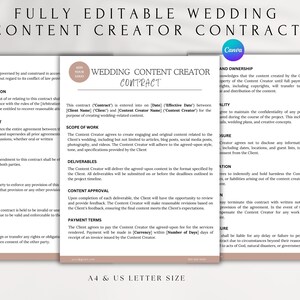 Editable Wedding Content Creator Contract Content Creator Services ...