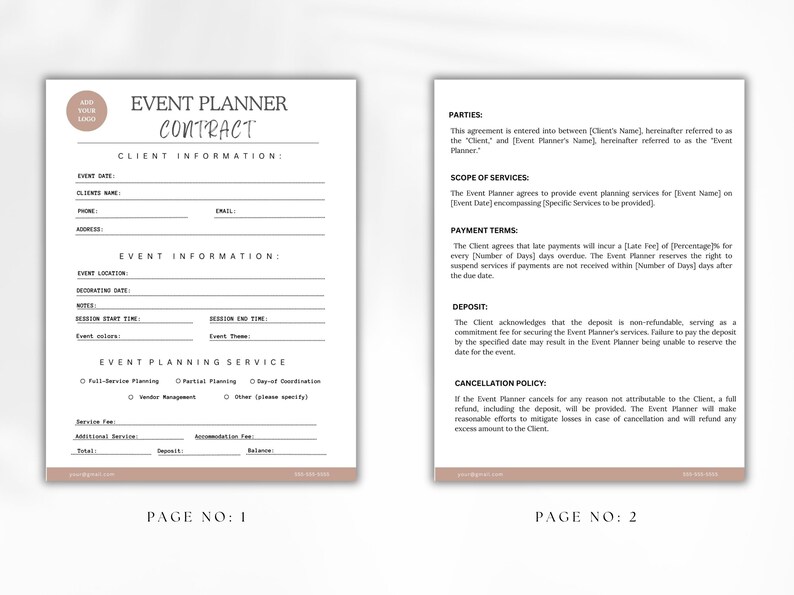 Event Planner Contract Template Wedding Planning Contract Event Planner ...
