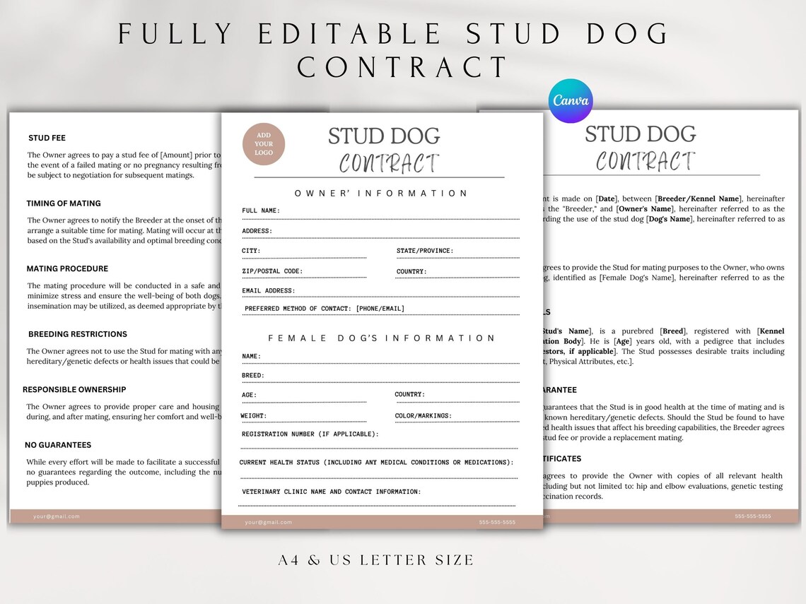 Stud Dog Contract Template, Breeding Services for Stud Dog Agreement ...