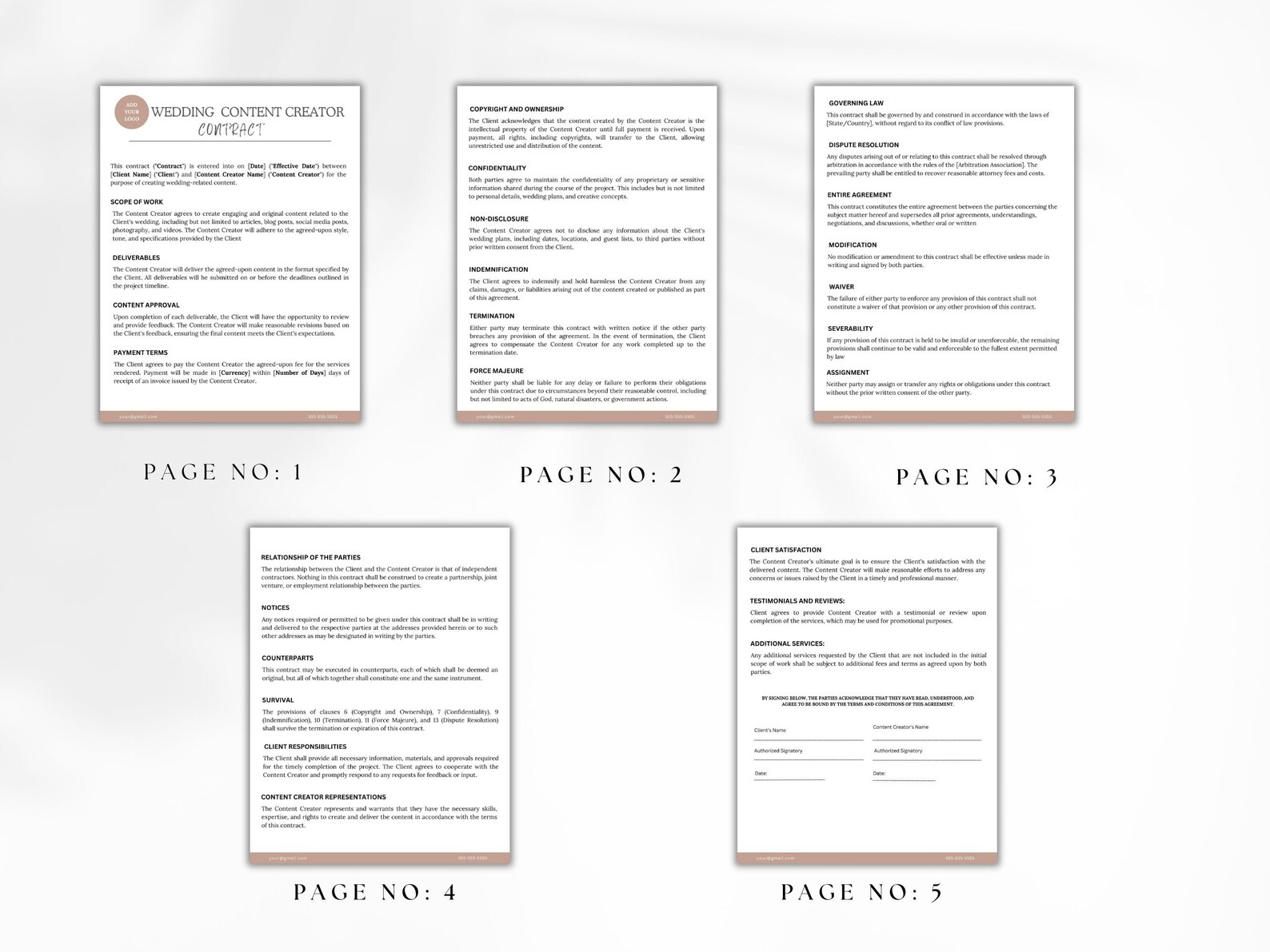 Editable Wedding Content Creator Contract Content Creator Services ...