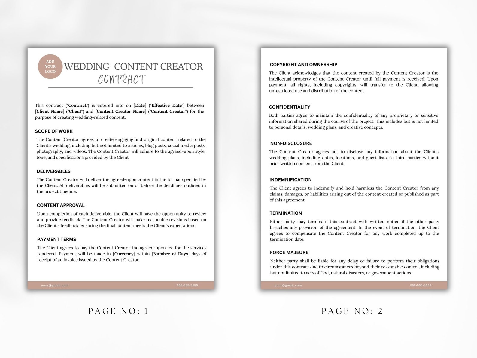 Editable Wedding Content Creator Contract Content Creator Services ...