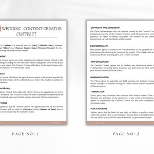 Editable Wedding Content Creator Contract Content Creator Services ...