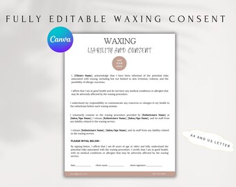 Waxing Client Liability and Consent Form Professional Waxing Treatment ...
