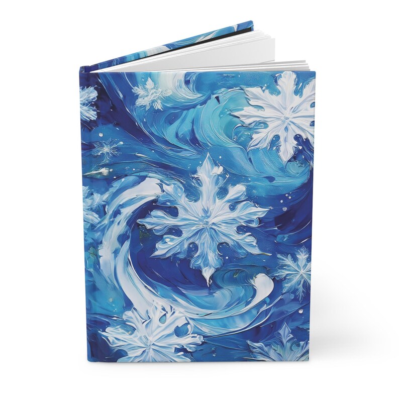 Winter Wonderland Hardcover Journal, Snowflake Blue White Diary ...