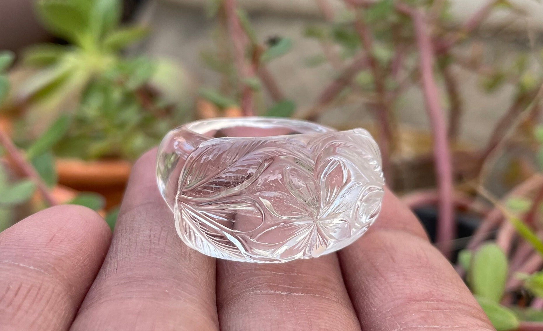 Natural Crystal Ring With Mughal Carving Gemstone Cabochon Loose for ...