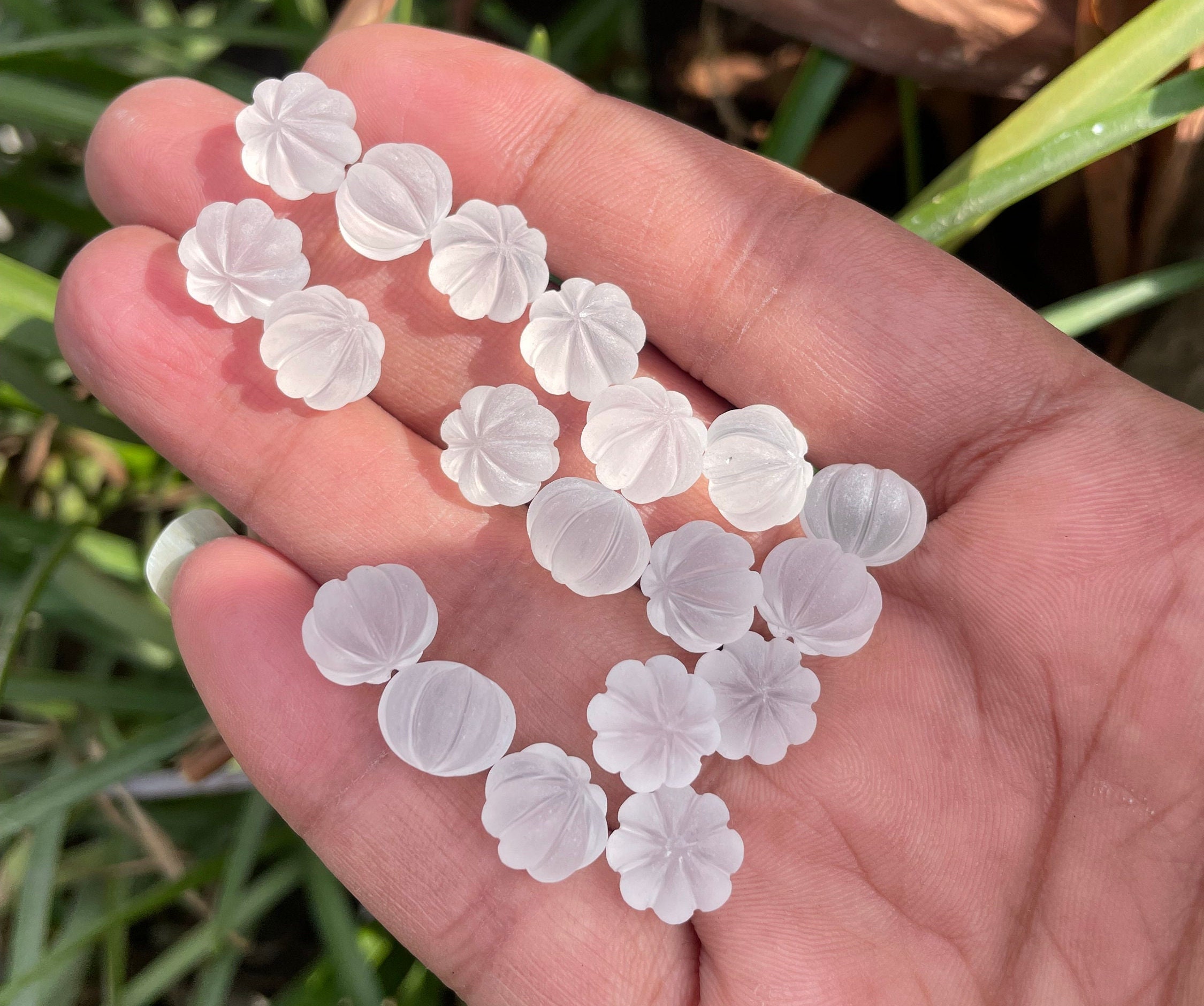 Natural Crystal Melon Carving Gemstone Cabochon Loose Lot for Jewelry ...