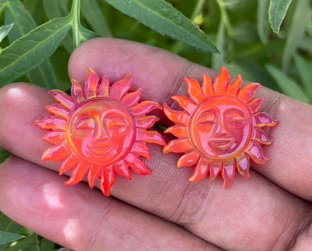 Aurora Opal Sun Face Carving Gemstone Cabochon Loose for Jewelry ...