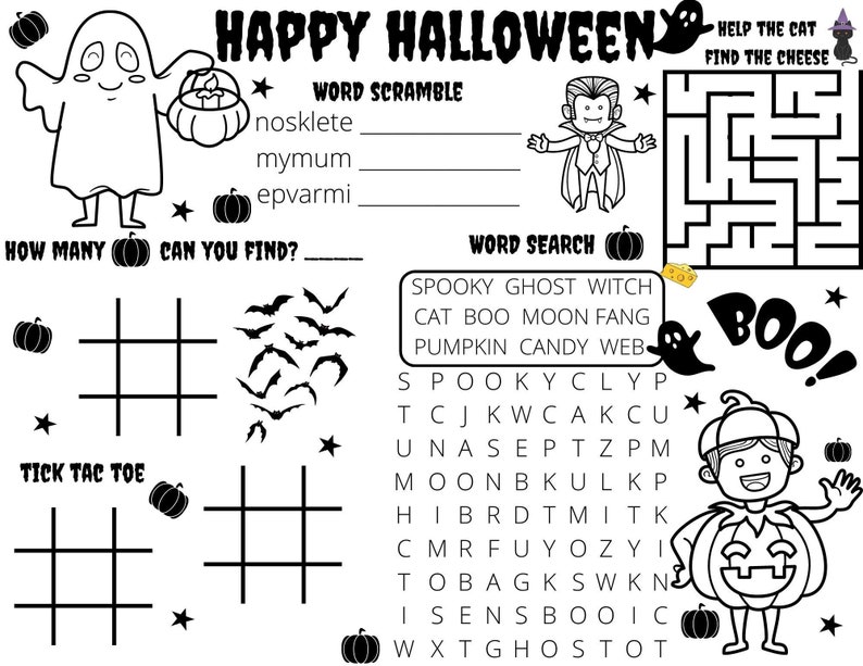 Halloween Activity Page - Etsy