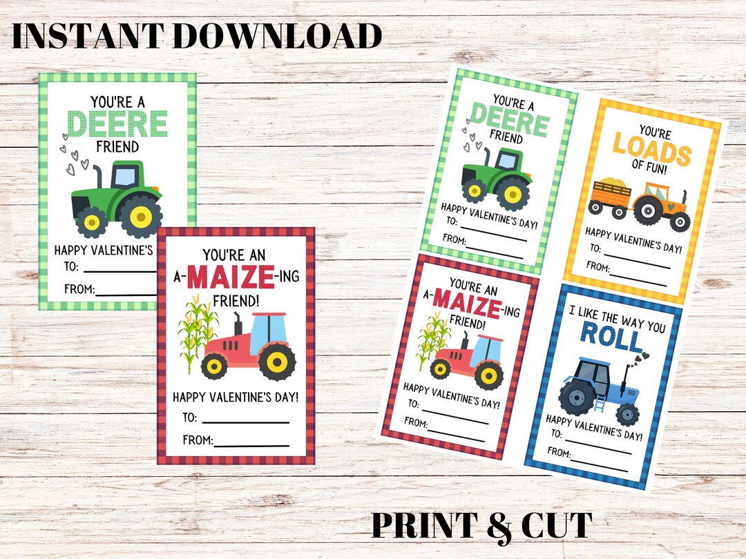 Tractor Valentine Cards, Tractor Cards, Kids Valentines Cards ...