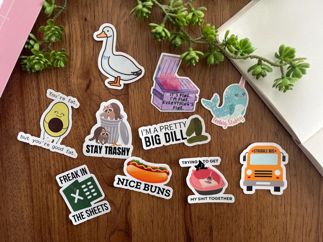 Funny Sticker Pack, Punny, Funny Decal, Big Dill, Silly Goose, Sticker ...