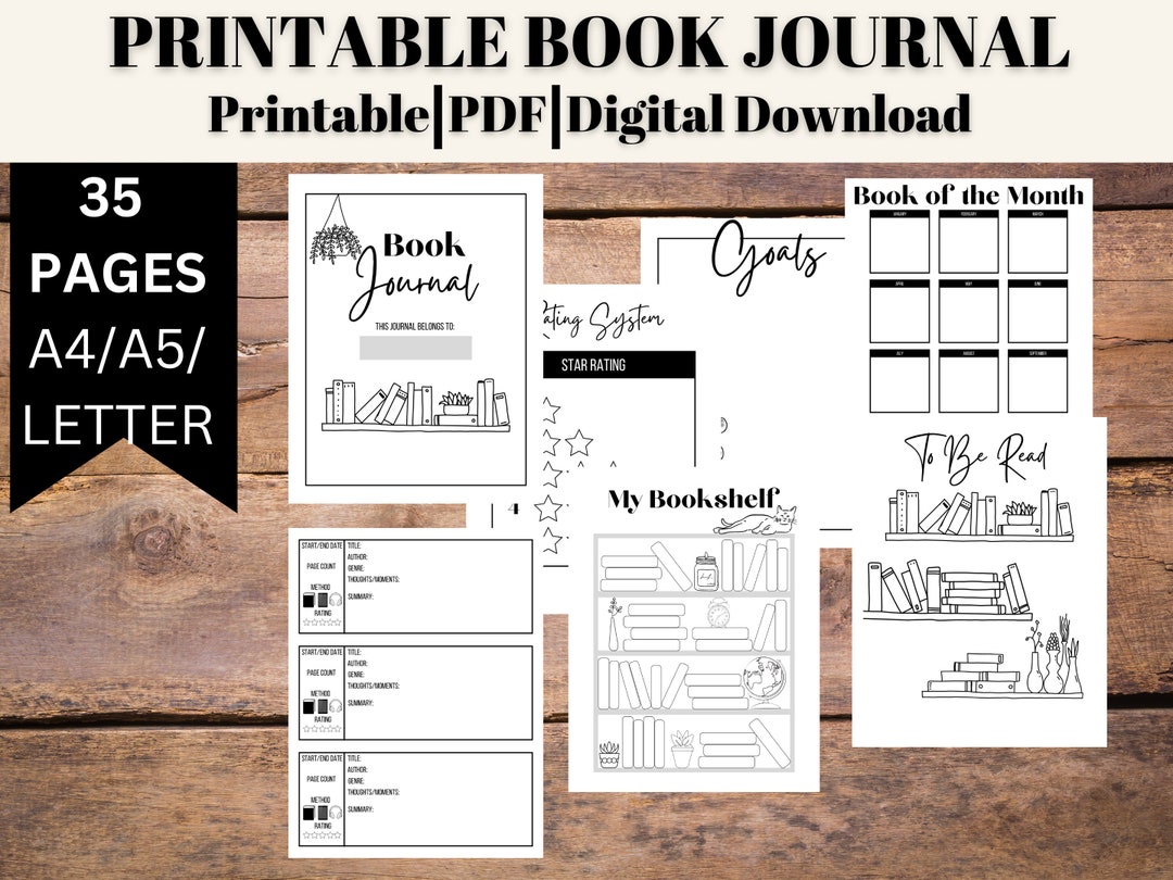 Book Journal Printable Pages / Reading Journal Pages Digital Download ...