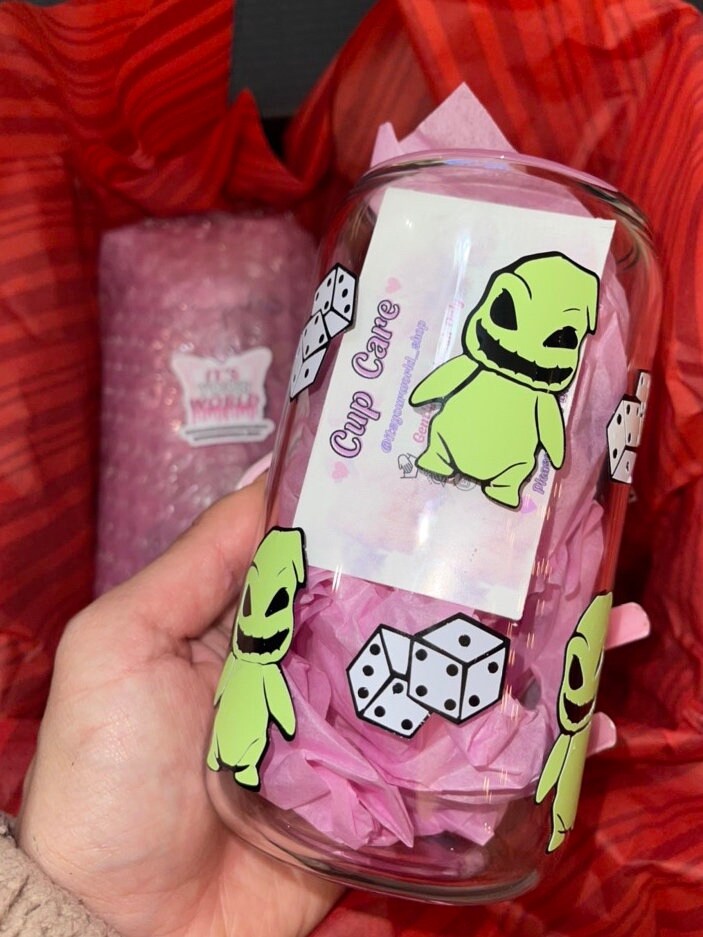 Glow in the Dark Oogie Boogie Glass Cup Boogey Man Halloween - Etsy
