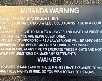 Miranda Card Warning - Etsy