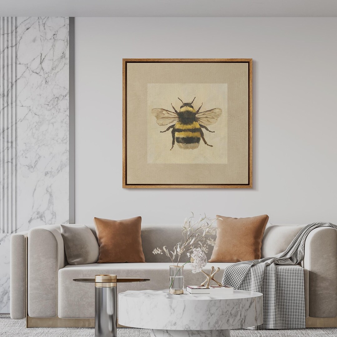 Framed Canvas Wall Art Vintage Bumblebee Prints Rustic Bee Illustration ...