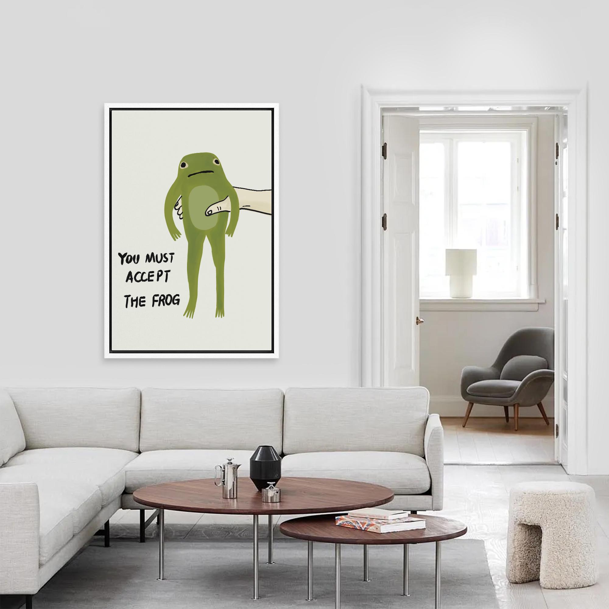 Funny Frog 'accept the Frog' Wall Art - Framed Quirky Canvas Print ...