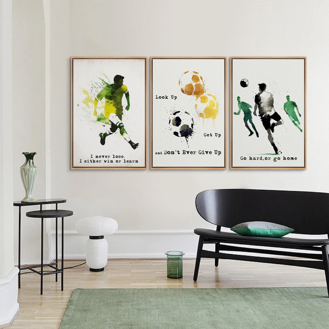 Framed Canvas Wall Art Set Soccer Players Football Wall Art - Etsy
