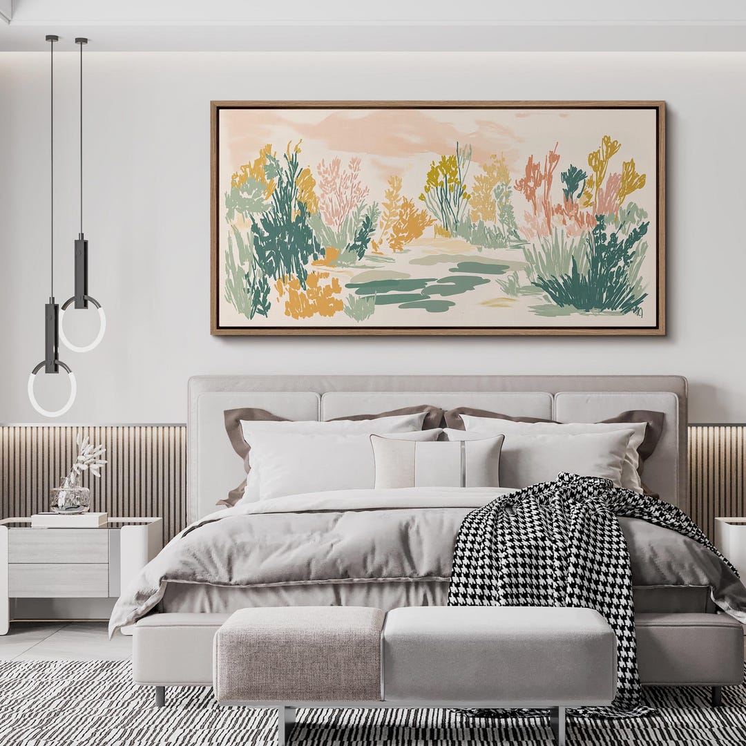 Large Abstract Floral Landscape Painting Print, Framed Canvas Nature ...