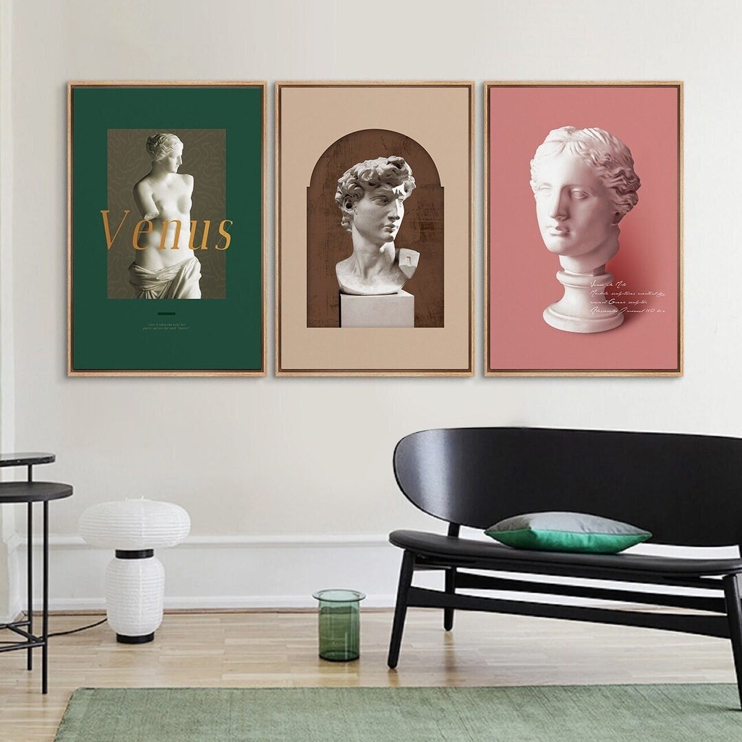 3 Piece Framed Canvas Wall Art Set, Colorful Pop Art Print, Plaster ...