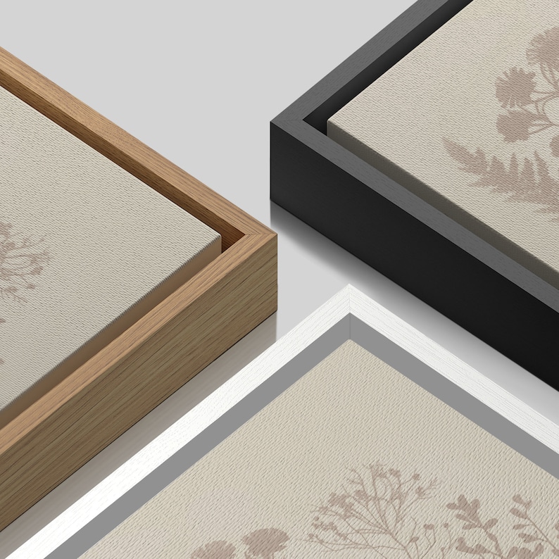 Framed Canvas Wall Art Set of 3 Abstract Wildflower Floral Botanical ...