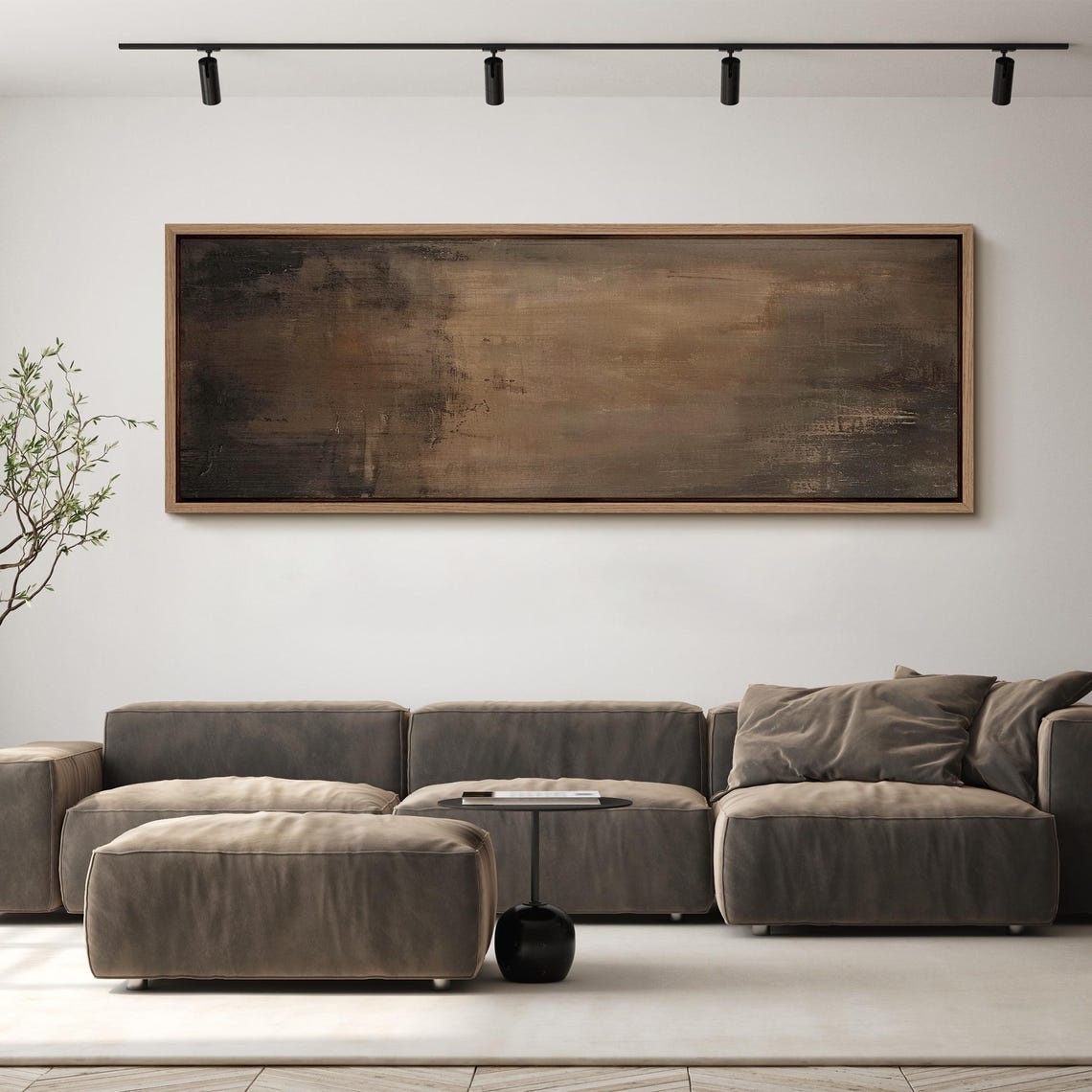 Large Warm Brown Textured Abstract Print, Framed Canvas Minimalist ...