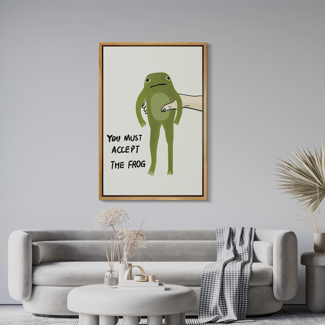 Funny Frog 'accept the Frog' Wall Art - Framed Quirky Canvas Print ...