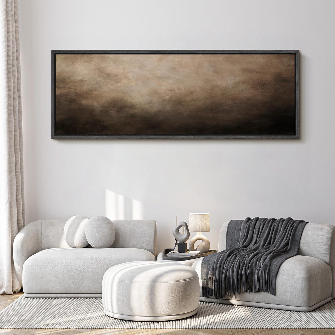 Dark Brown Abstract Wall Art, Large Framed Minimalist Earth Tone Canvas ...