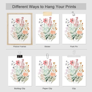 Set of 4 Framed Prints Wall Art Set, Watercolor Wildflower Art Print ...