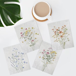 Set of 4 Framed Prints Wall Art Set, Watercolor Wildflower Art Print ...