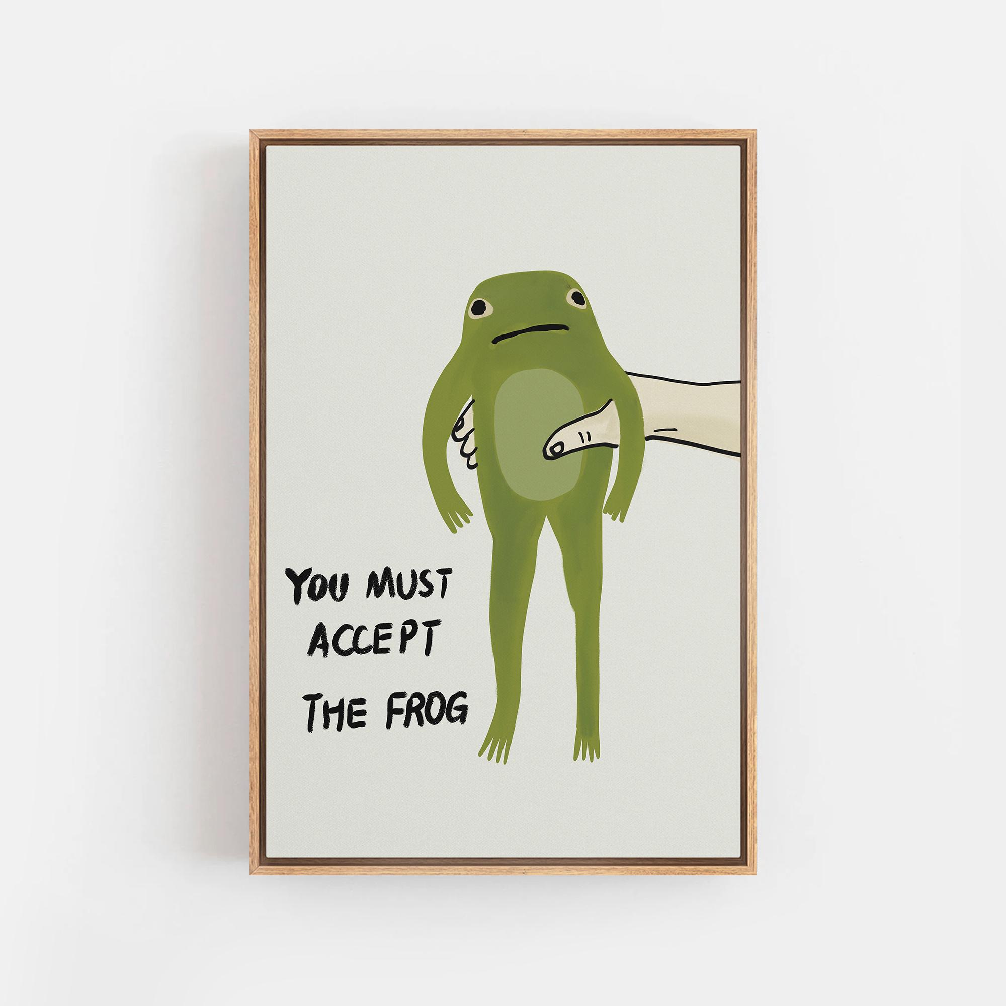 Funny Frog 'accept the Frog' Wall Art - Framed Quirky Canvas Print ...