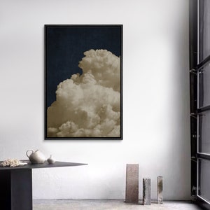 Framed Canvas Wall Art, Navy Blue Cloud Art Print, Cloud Wall Art ...