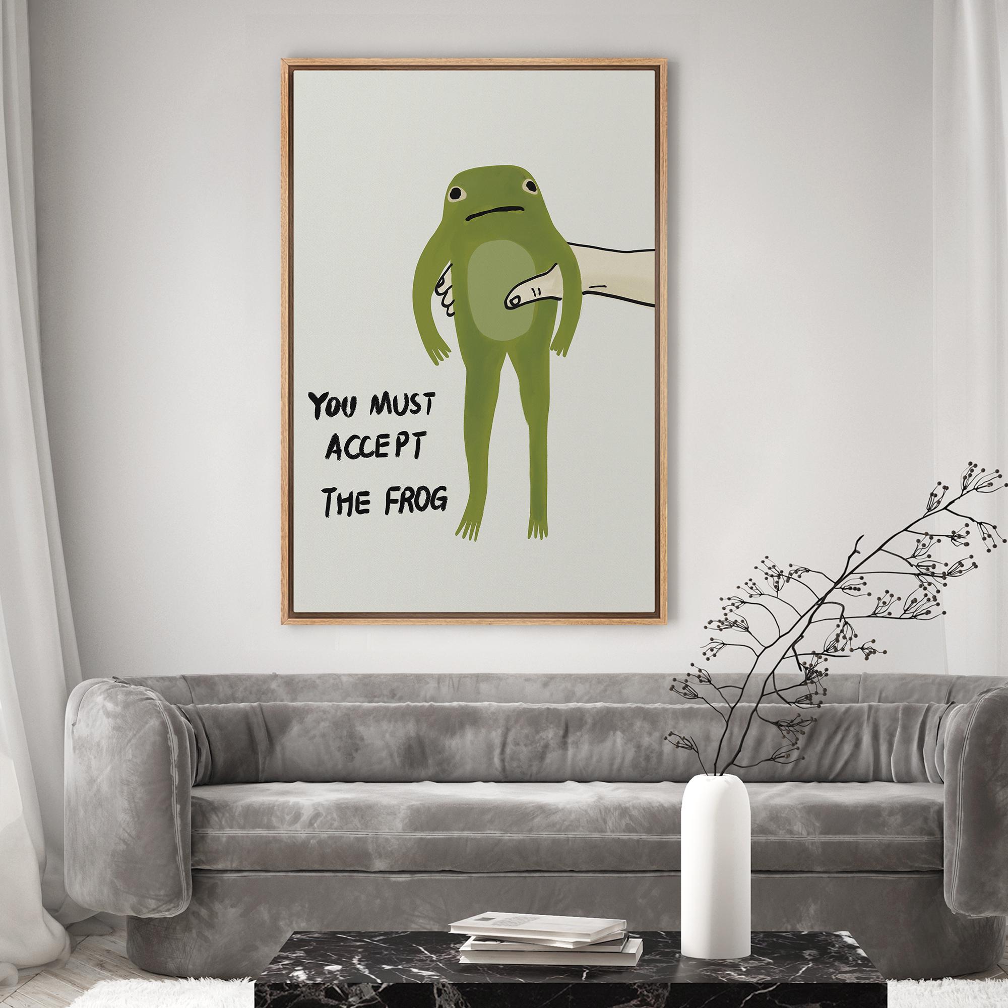 Funny Frog 'accept the Frog' Wall Art - Framed Quirky Canvas Print ...