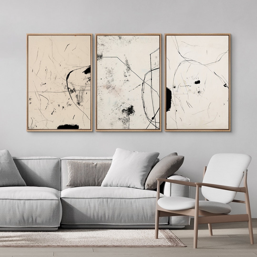 Framed Canvas Wall Art Set, Mid Century Modern Wall Art, Minimalist Art ...