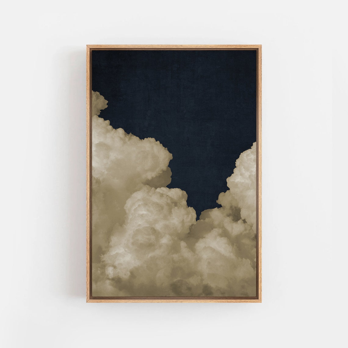 Framed Canvas Wall Art, Navy Blue Cloud Art Print, Cloud Wall Art ...