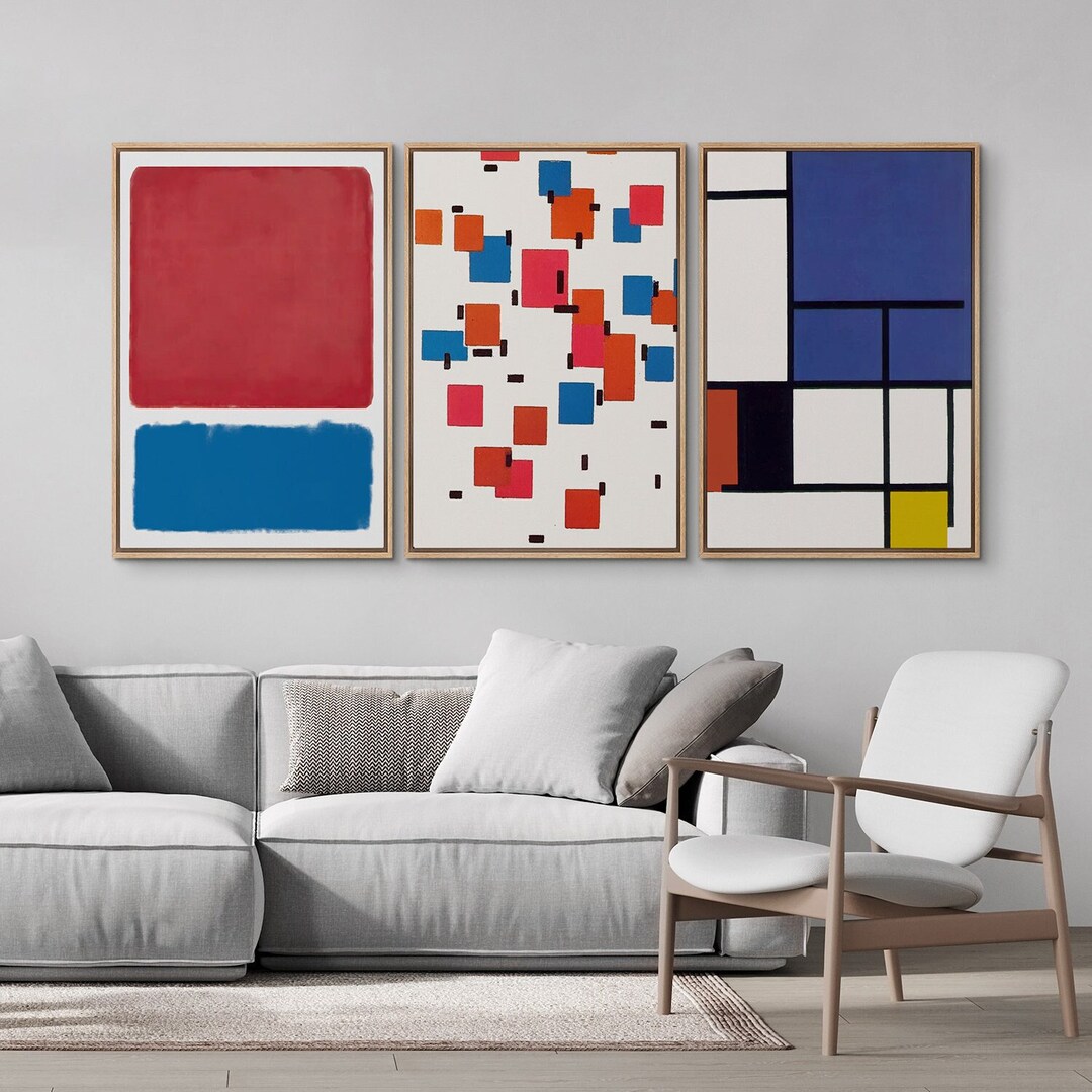 3 Piece Framed Canvas Wall Art Set Color Blocks Art Print - Etsy