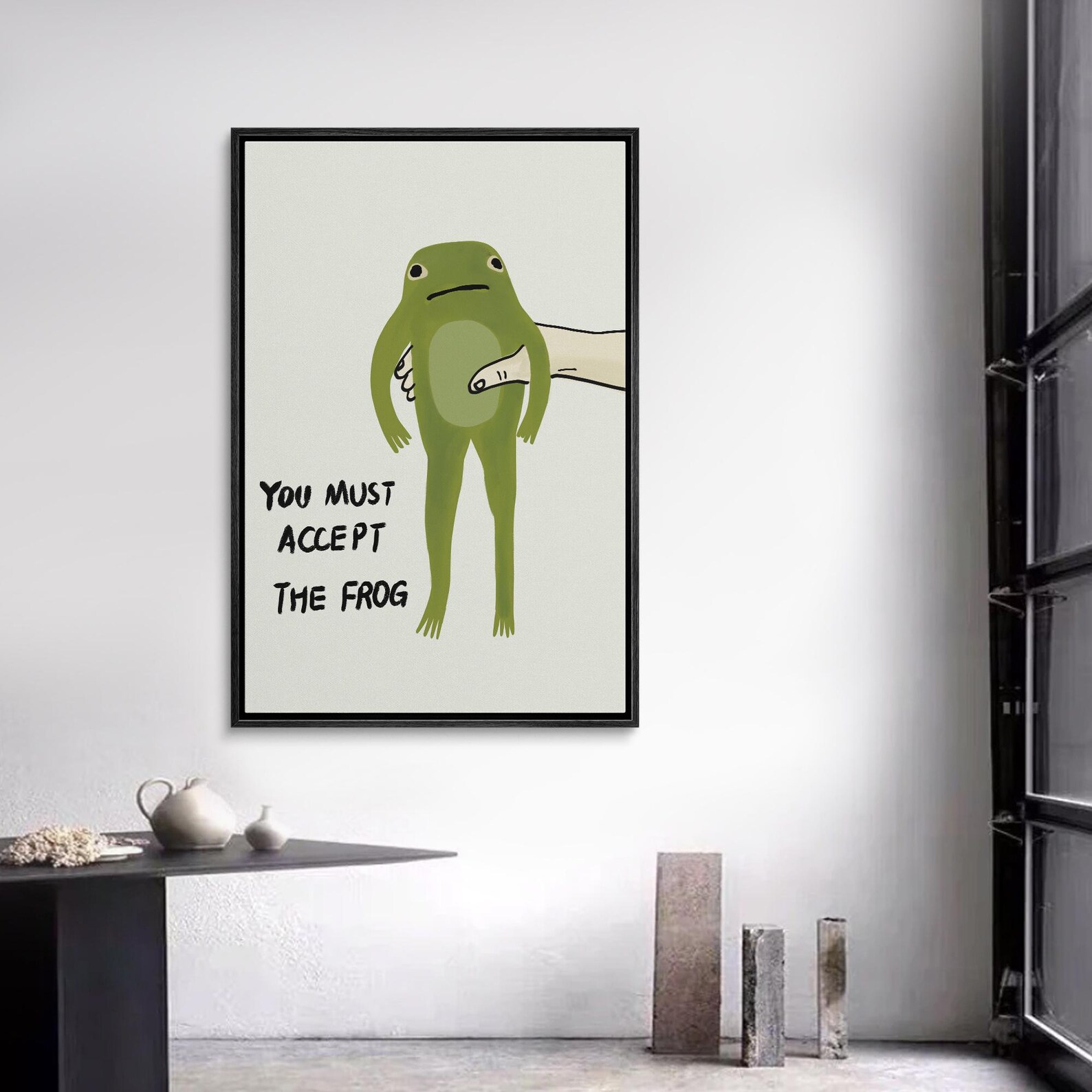 Funny Frog 'accept the Frog' Wall Art - Framed Quirky Canvas Print ...
